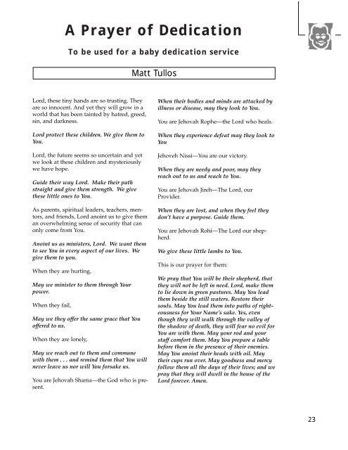 A Prayer of Dedication - Ministry-To-Children