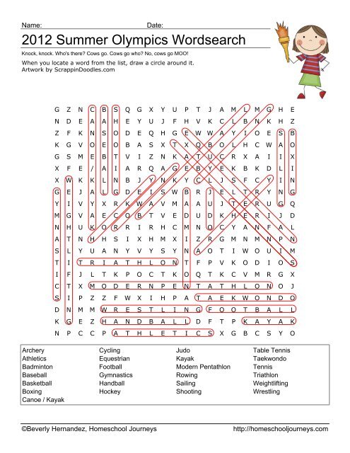 2012 Summer Olympics Wordsearch - Homeschool Journeys
