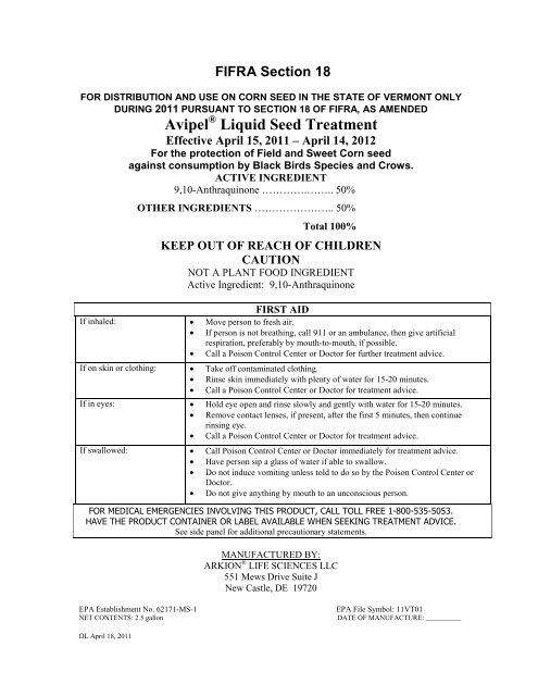 Avipel Liquid for Corn - Arkion Life Sciences