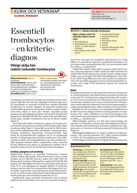 Essentiell trombocytos – en kriterie - diagnos - Viss
