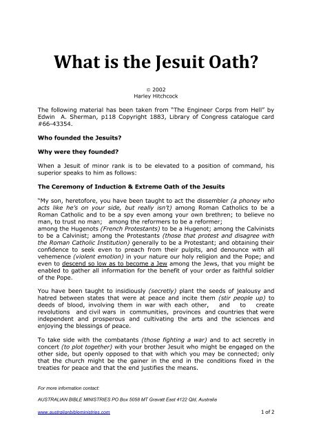 What is the Jesuit Oath? - Australian Bible Ministries