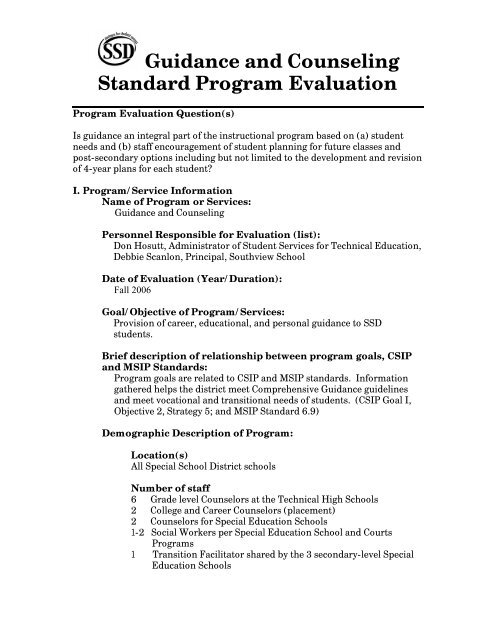 Guidance and Counseling - Special School District