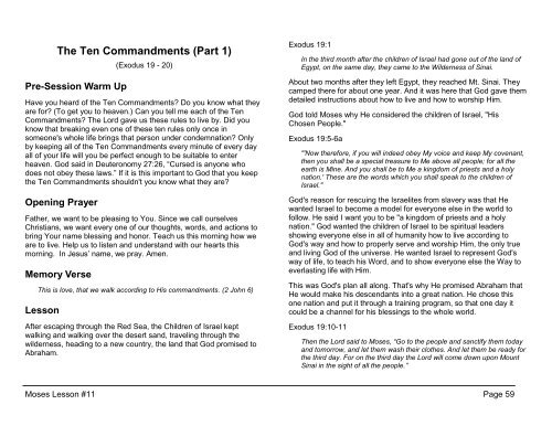 Lesson 11: The Ten Commandments (Part 1)