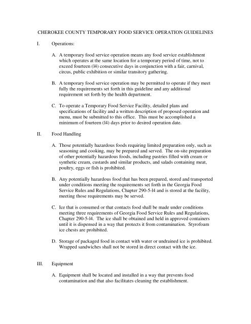 Temporary Food Service Facility Permit Application and Guidelines