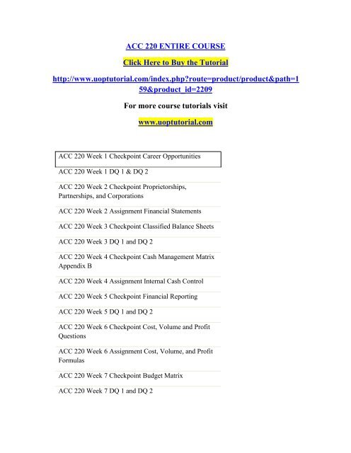 ACC 220 ENTIRE COURSE
