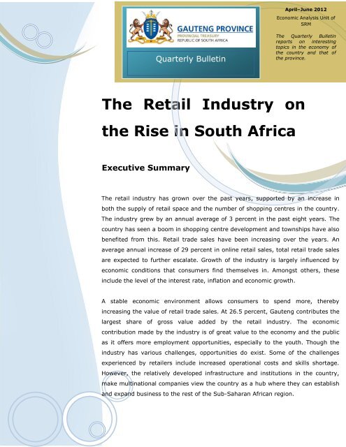 The Retail Industry on the Rise in South Africa - Gauteng Provincial ...