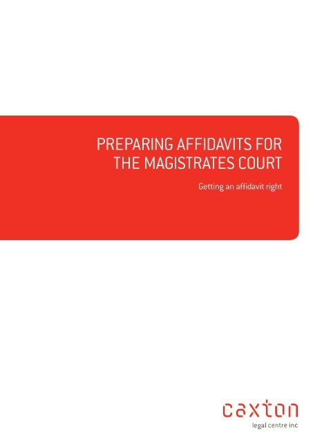 preparing affidavits for the magistrates court - Caxton Legal Centre