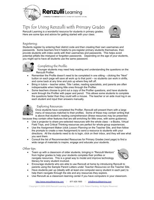 Tips for Using Renzulli with Primary Grades - Renzulli Learning