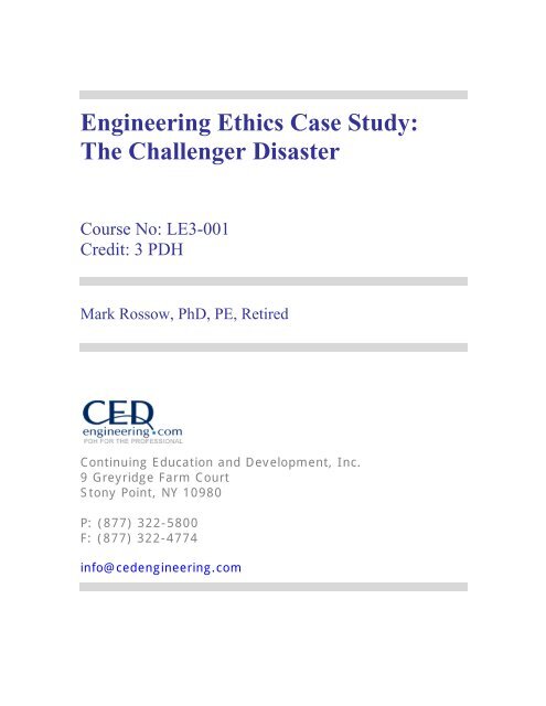 Engineering Ethics Case Study: The Challenger ... - CED Engineering