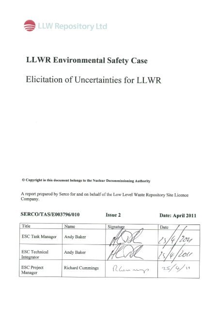 Proposal Template - Low Level Waste Repository Ltd