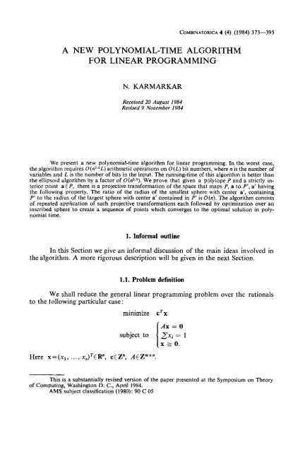 A New Polynomial Time Algorithm For Linear Programming