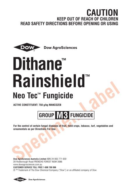 Dithane Rainshield Neo Tec Fungicide - The Dow Chemical Company