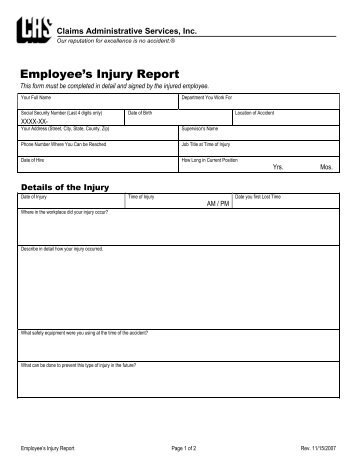 PS Form 2491, Medical Report - First Aid Injuries - APWU