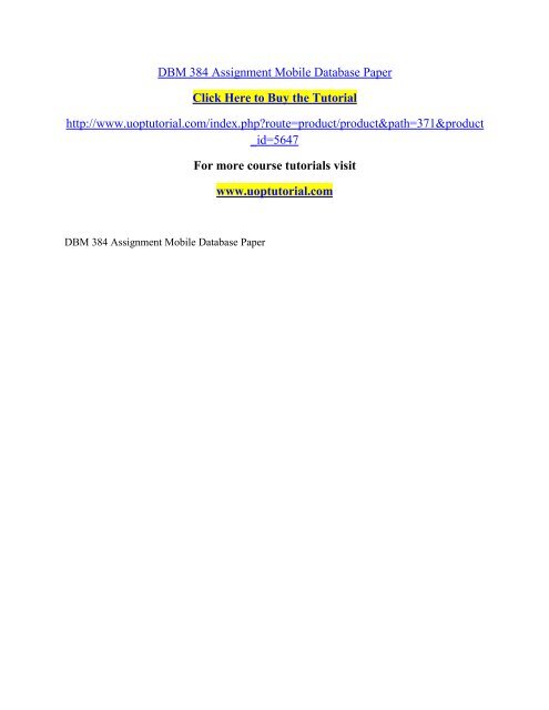 DBM 384 Assignment Mobile Database Paper