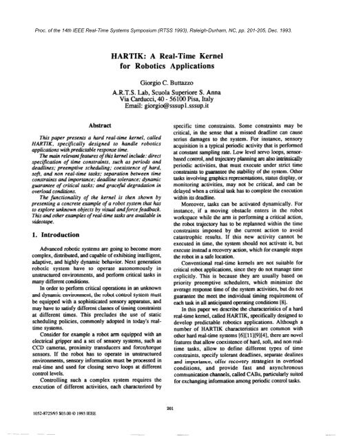 HARTIK: A Real-Time Kernel for Robotics Applications - ReTiS Lab