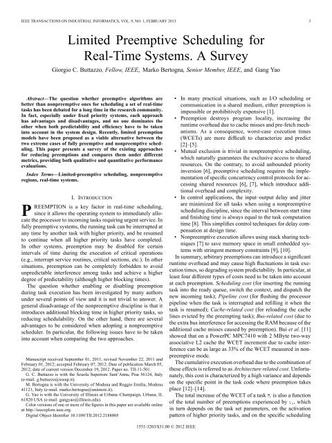 Limited Preemptive Scheduling for Real-Time ... - IEEE Xplore