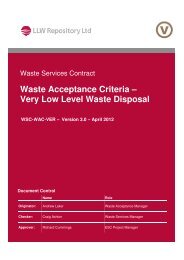 LLWR, Waste Acceptance Criteria - Low Level Waste Repository Ltd