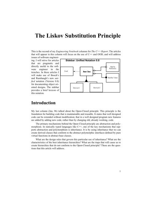 The Liskov Substitution Principle - Object Mentor