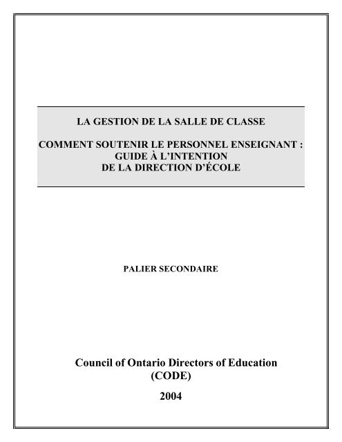 Palier secondaire - CODE
