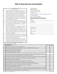 VHC-36, -42 & -50 Start-up Form and Checklist - Venmar CES Inc.