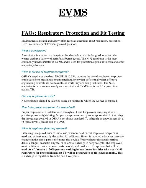 FAQs: Respiratory Protection and Fit Testing