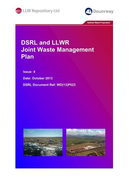 DSRL Joint Waste Management Plan - Low Level Waste Repository ...