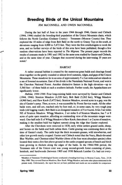 Breeding Birds of the Unicoi Mountains - The Carolina Bird Club