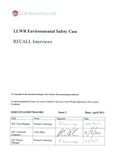 Interviewee 2 - Low Level Waste Repository Ltd