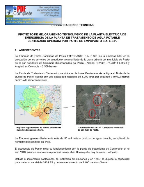 especificaciones tÃ©cnicas proyecto de mejoramiento ... - Empopasto