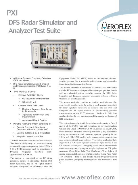 DFS Radar Simulator and Analyzer Test Suite - EMPOS
