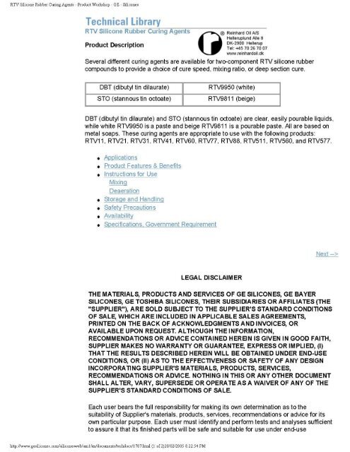 RTV Silicone Rubber Curing Agents - Product Workshop - GE ...