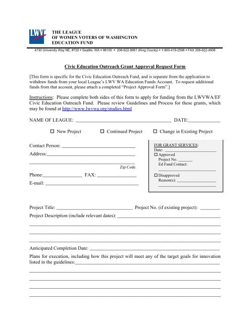 Civic Education Outreach Grant Approval Request Form Instructions ...