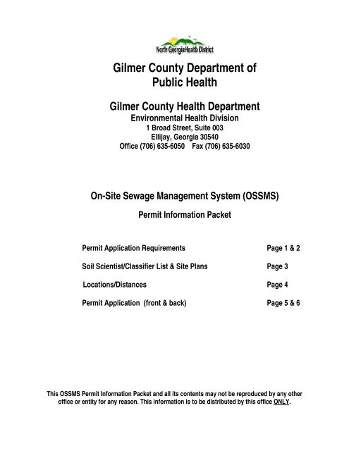 Septic System Application Permit Requirements and Application