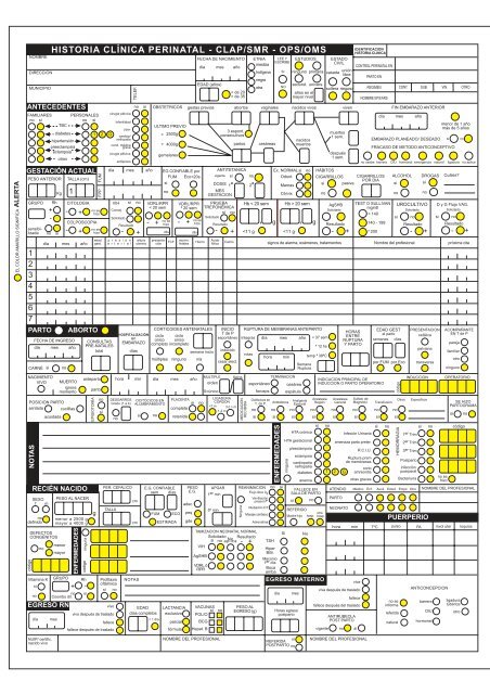 Historia clÃ­nica perinatal CLAP/SMR - Inicio