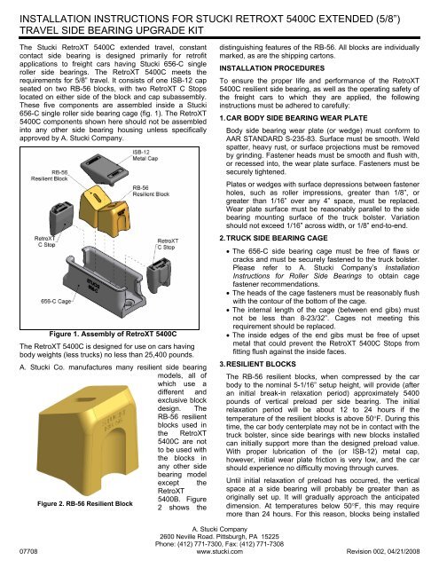 installation instructions for stucki retroxt 5400c extended (5/8â ...