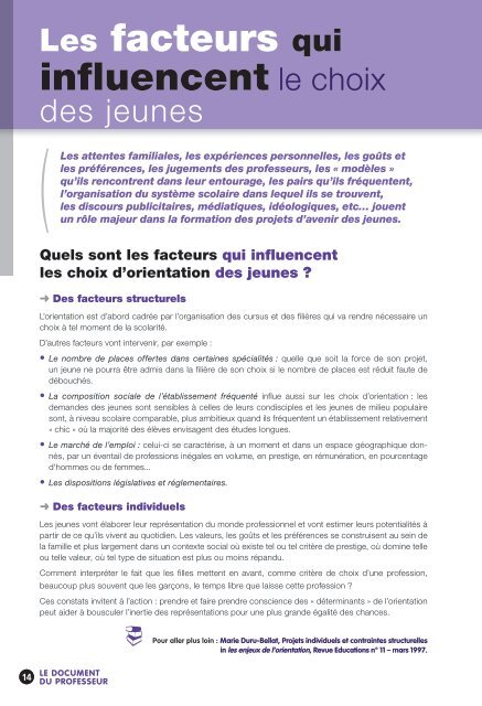 Les facteurs qui influencent le choix - Onisep