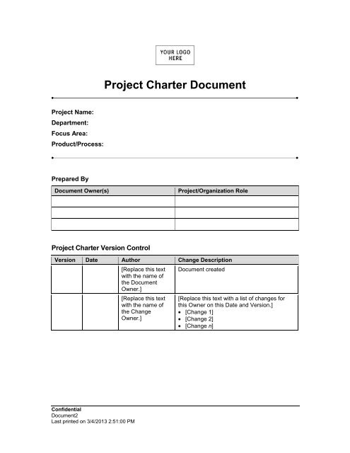 Sample Project Charter - Gmcf