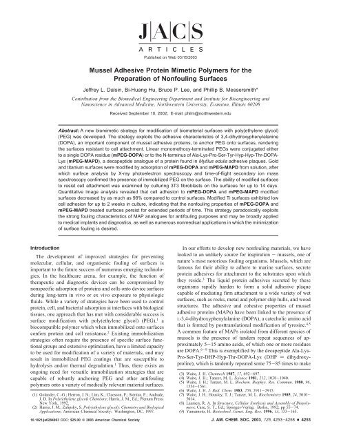 Mussel Adhesive Protein Mimetic Polymers for the ... - NUANCE
