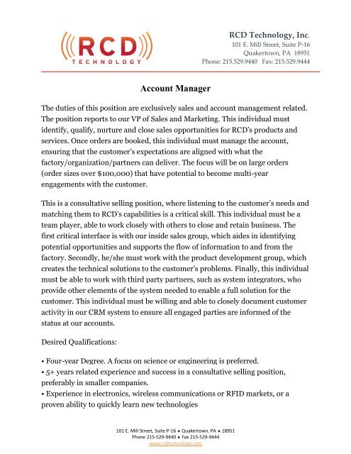 Account Manager - Vizinex RFID