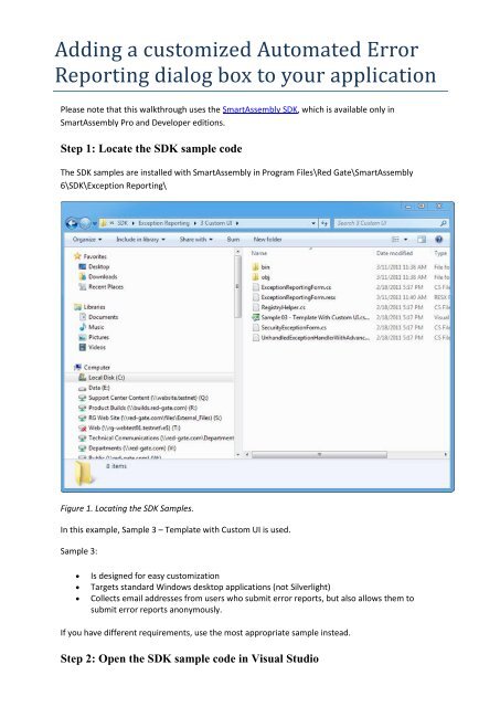 Adding A Customized Automated Error Reporting Dialog Box To Your