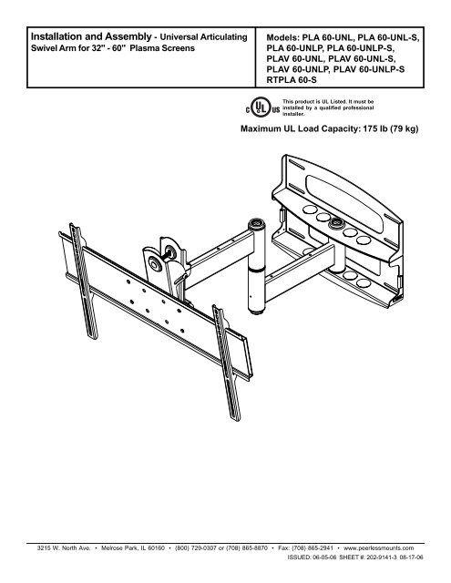 Installation and Assembly - Universal Articulating