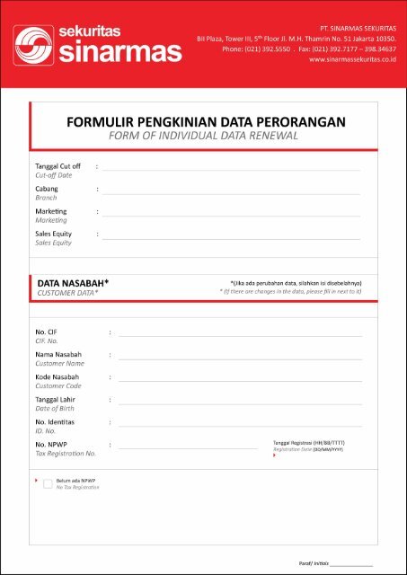 Formulir Pengkinian Data Perorangan - Sinarmassekuritas.co.id
