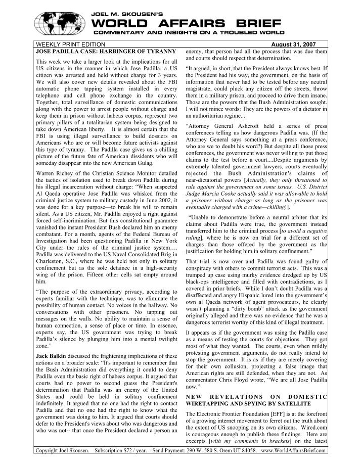 4 free Magazines from WORLDAFFAIRSBRIEF.COM