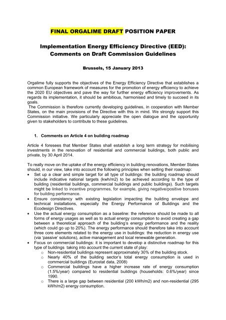 FINAL ORGALIME DRAFT POSITION PAPER Implementation ...