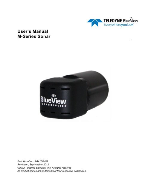 User's Manual M-Series Sonar - BlueView Technologies, Inc.