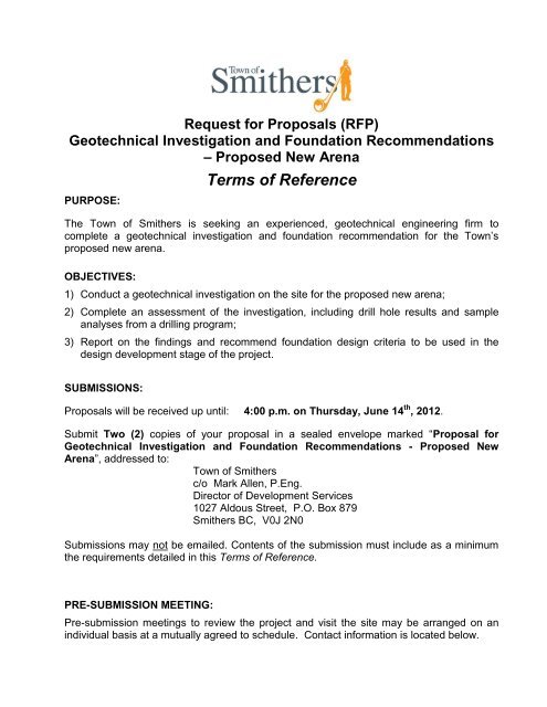 Proposed New Arena Terms of Reference - Smithers