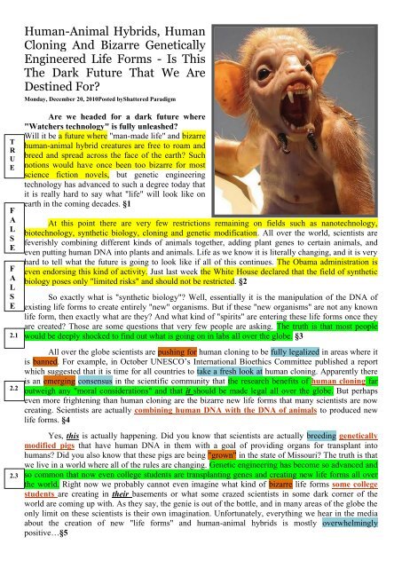 Human-Animal Hybrids, Human Cloning And Bizarre Genetically ...