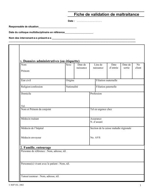 Fiche de validation de maltraitance