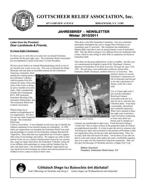 GOTTSCHEER RELIEF ASSOCIATION, Inc.