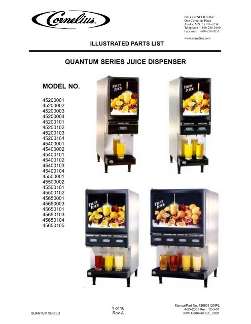 QUANTUM SERIES JUICE DISPENSER MODEL NO.